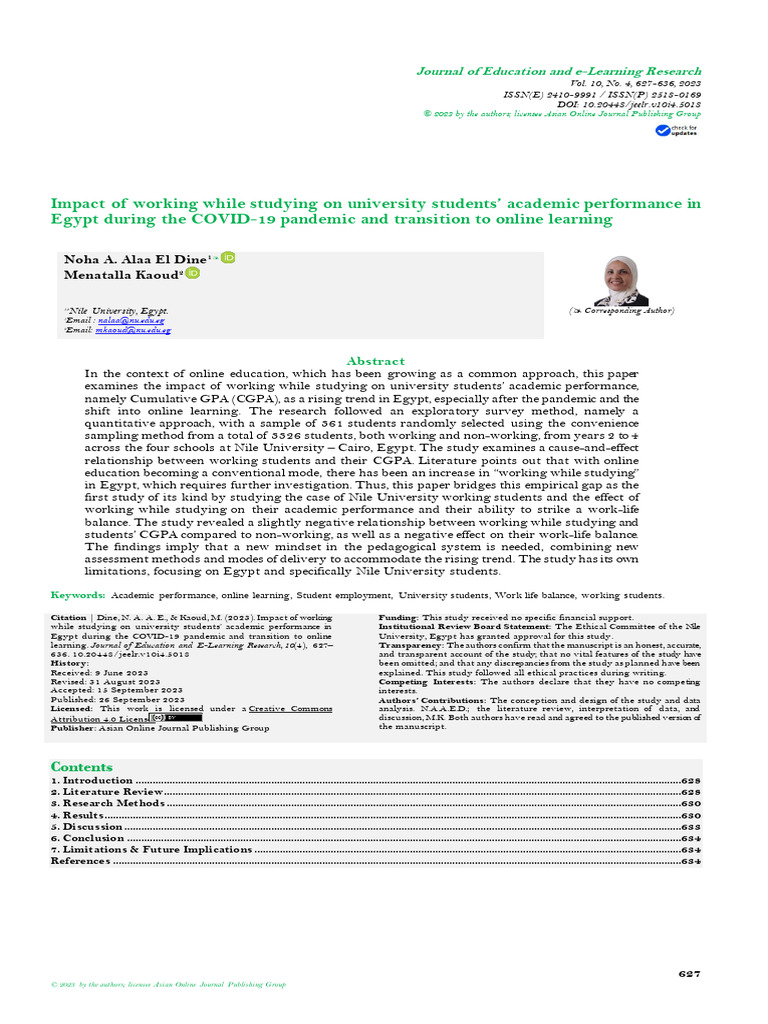 Impact of Working While Studying On University | PDF
