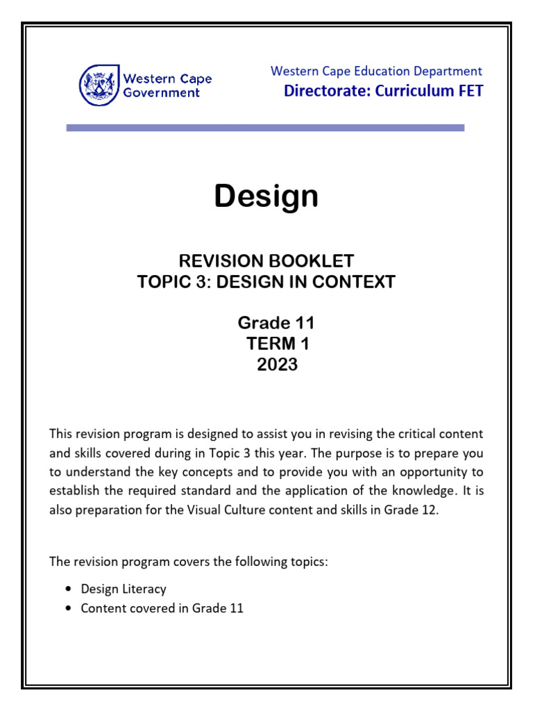Design Revision GR 11 T1 - Revised | PDF | Composition (Visual Arts ...