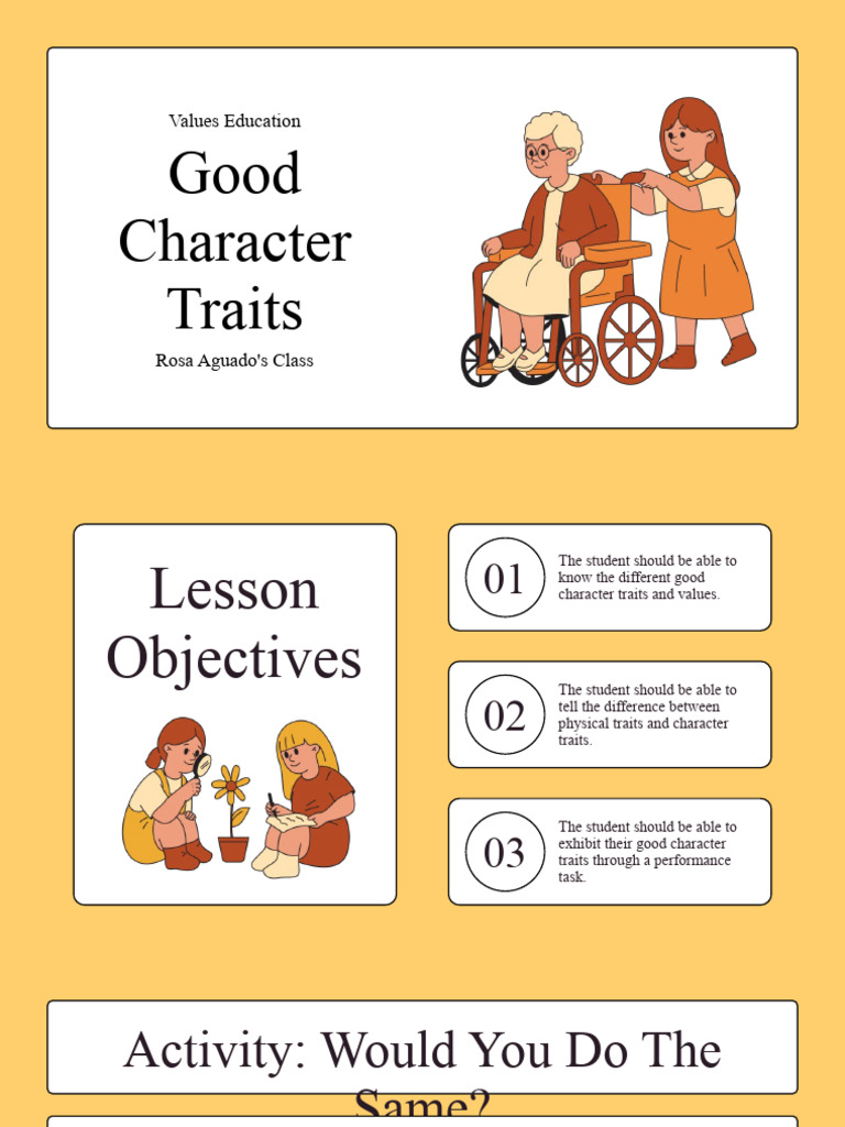 Yellow Brown White Illustrative Values Education Good Character Traits ...