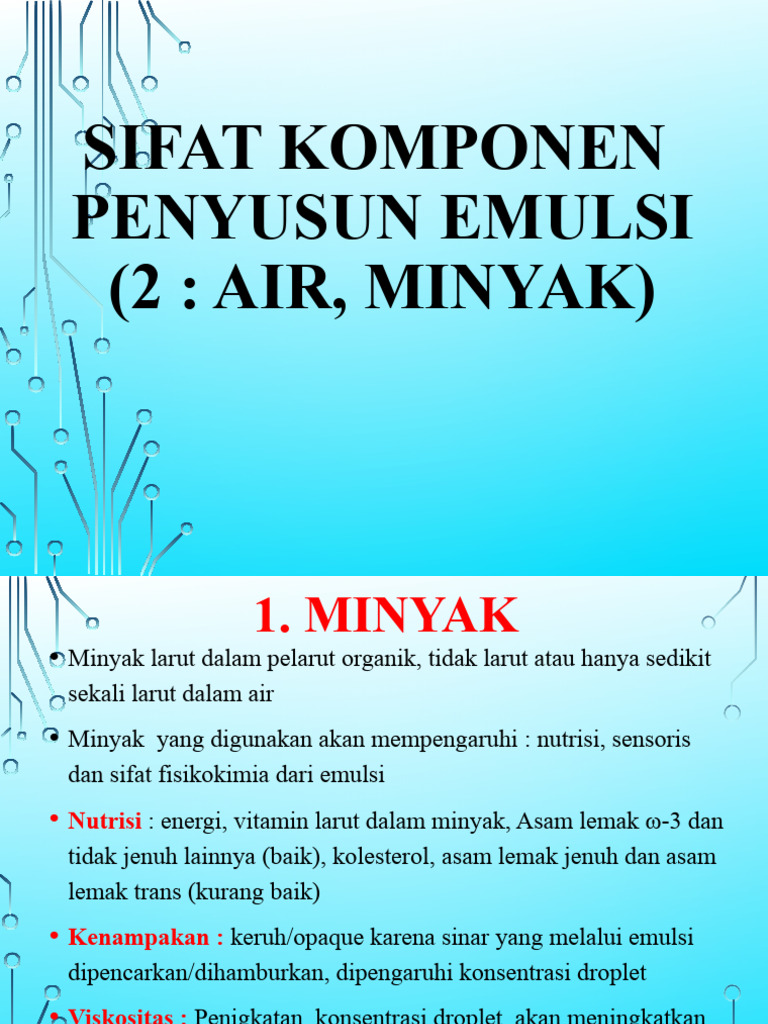 Sifat Komponen Penyusun Emulsi | PDF