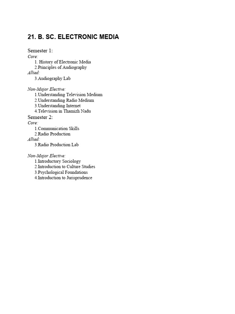 B.Sc. Electronic Media Syllabus Overview | PDF | Communication | Color