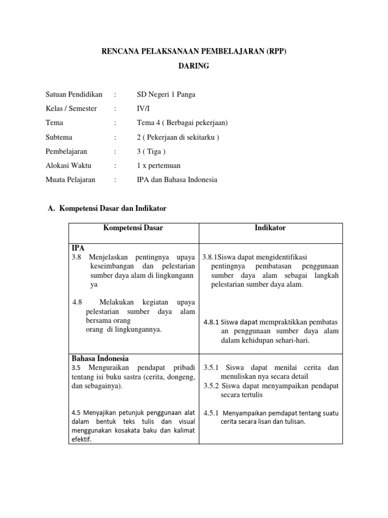 RPP LKPD Media Dan Bahan Ajar Kelas IV Tema 4 | PDF | Karier & Perkembangan
