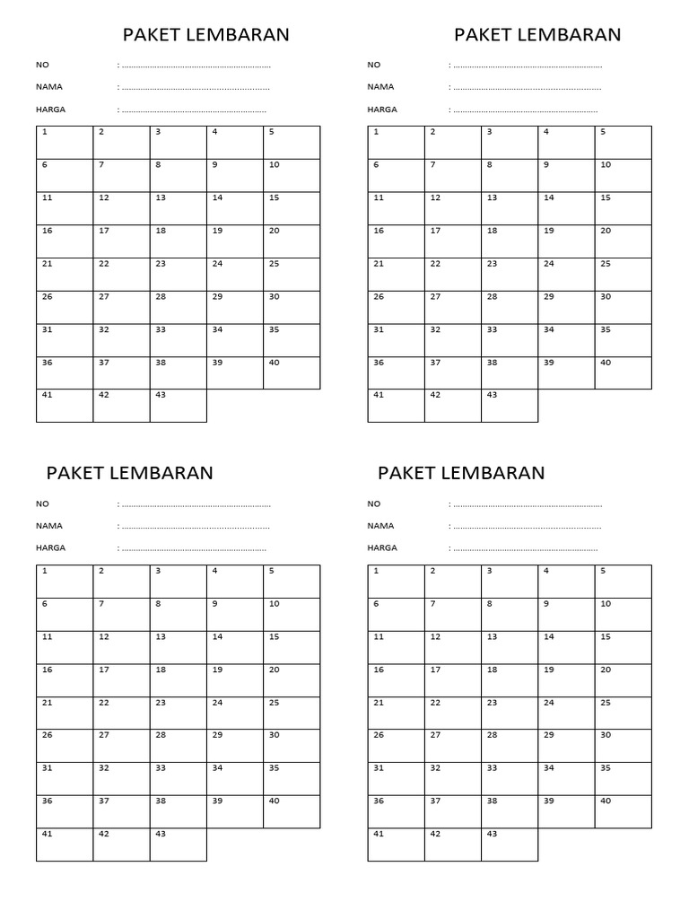 Kartu Paket Lembaran | PDF