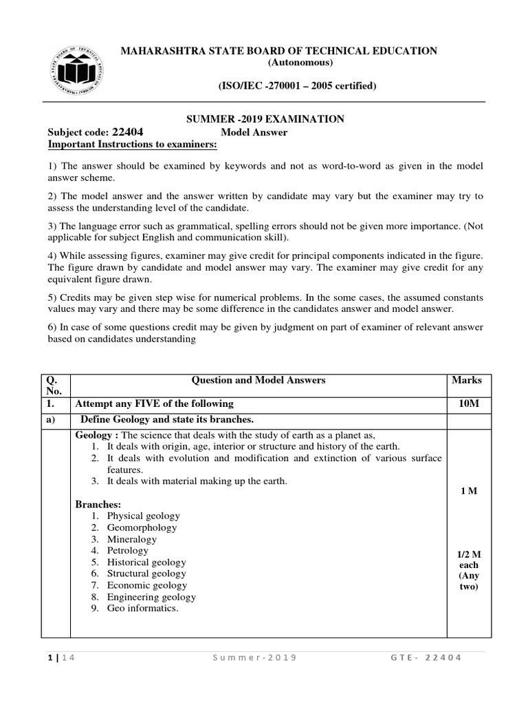 2019 Summer Model Answer Paper (Msbte Study Resources) | PDF ...