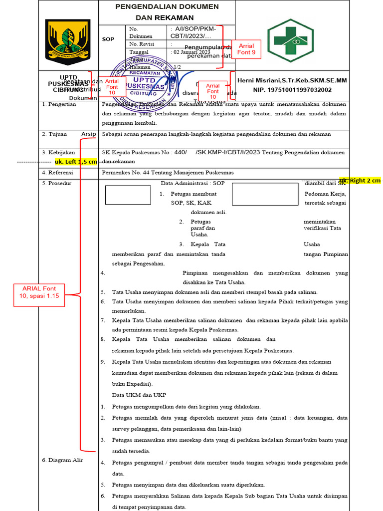 SOP Pengendalian Dokumen Puskesmas | PDF