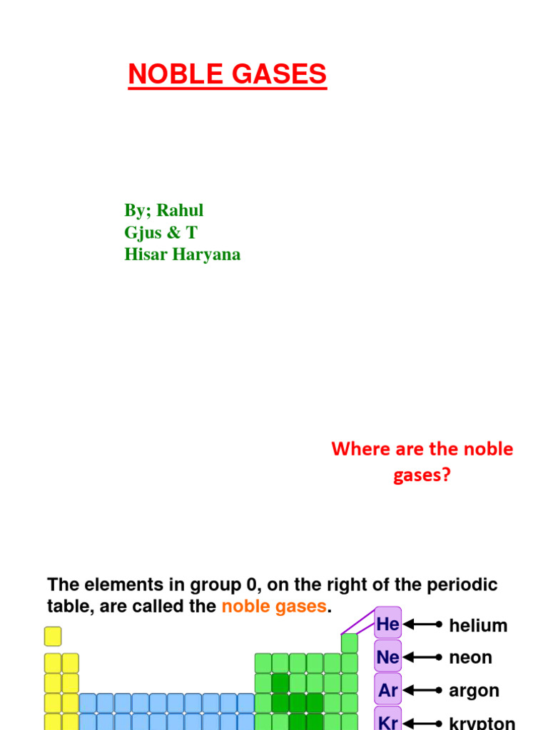 Overview of Noble Gases in Group 0 | PDF | Argon | Chemical Industry