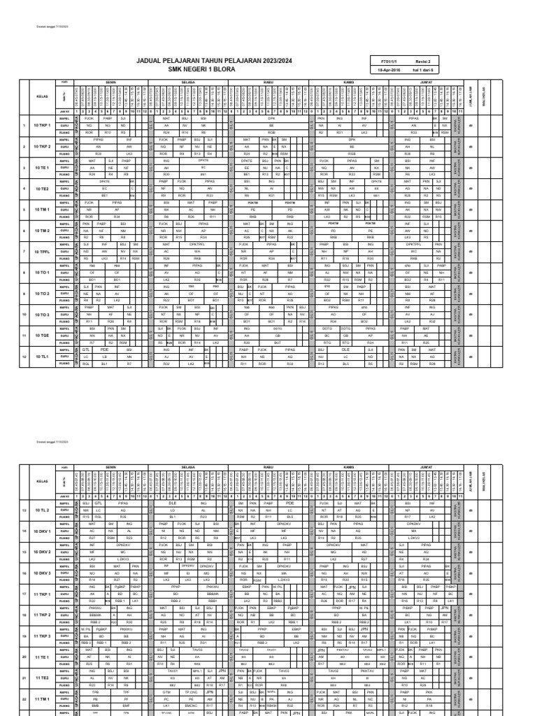 JADWAL PBM 2023.2024. | PDF