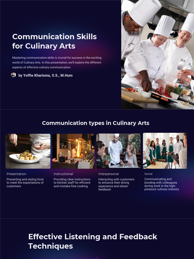 Communication Skills For Culinary Arts | PDF