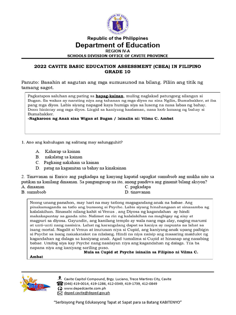 E CBEA Filipino 10 | PDF
