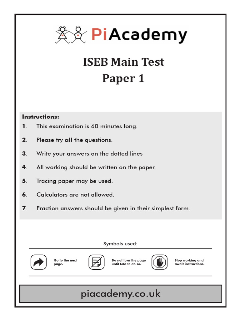 11 Plus Maths ISEB Style Pack 1 Test Paper 1 SDJH | Download Free PDF ...