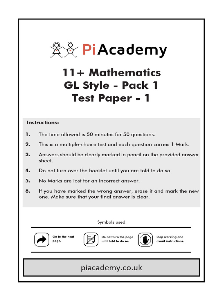 11 Plus Maths GL Style Pack 1 Test Paper 1 Sde | PDF