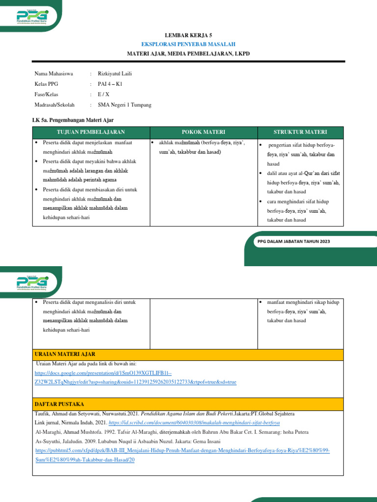 5.1 LK 5 - Eksplorasi Penyebab Masalah (Materi Ajar, LKPD, Media Pembelajaran) | PDF | Sains ...