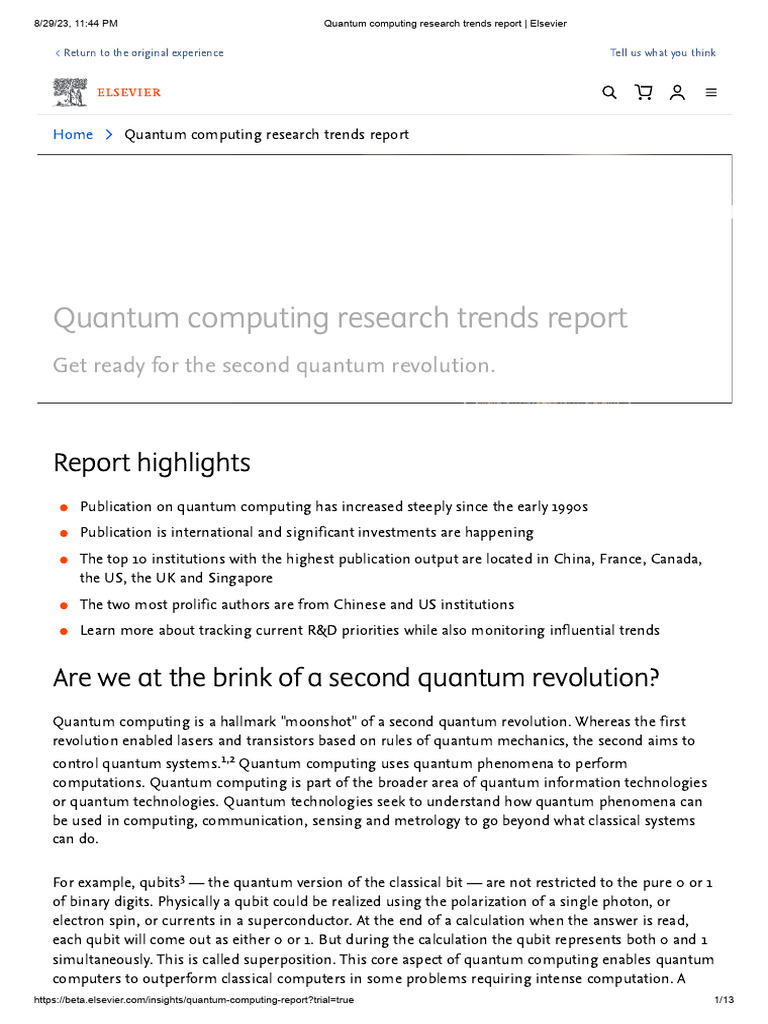 Quantum Computing Research Trends Report - Elsevier | PDF | Quantum Computing | Computing