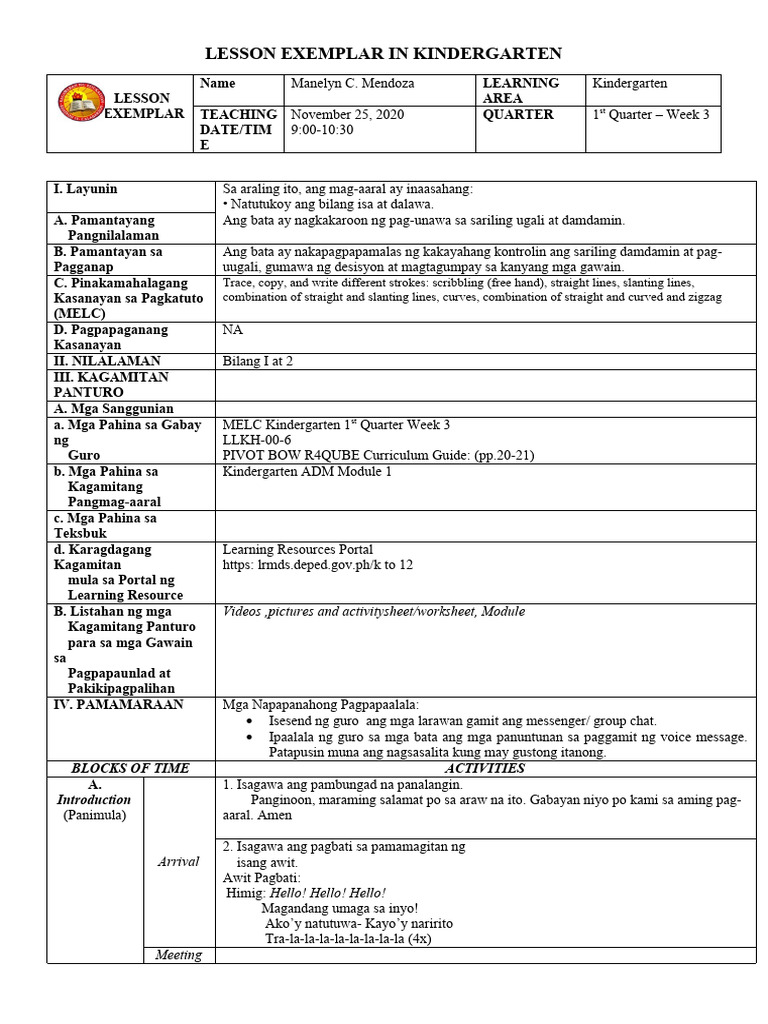 Work Period 2 Lesson Exemplar | PDF