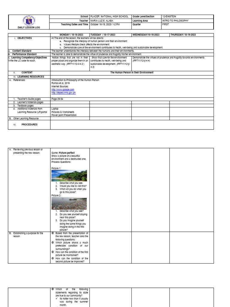 I. A. B. C. A. B. C.: 4.3) (PPT11/12-Ij-4.4) | PDF | Learning | Teachers