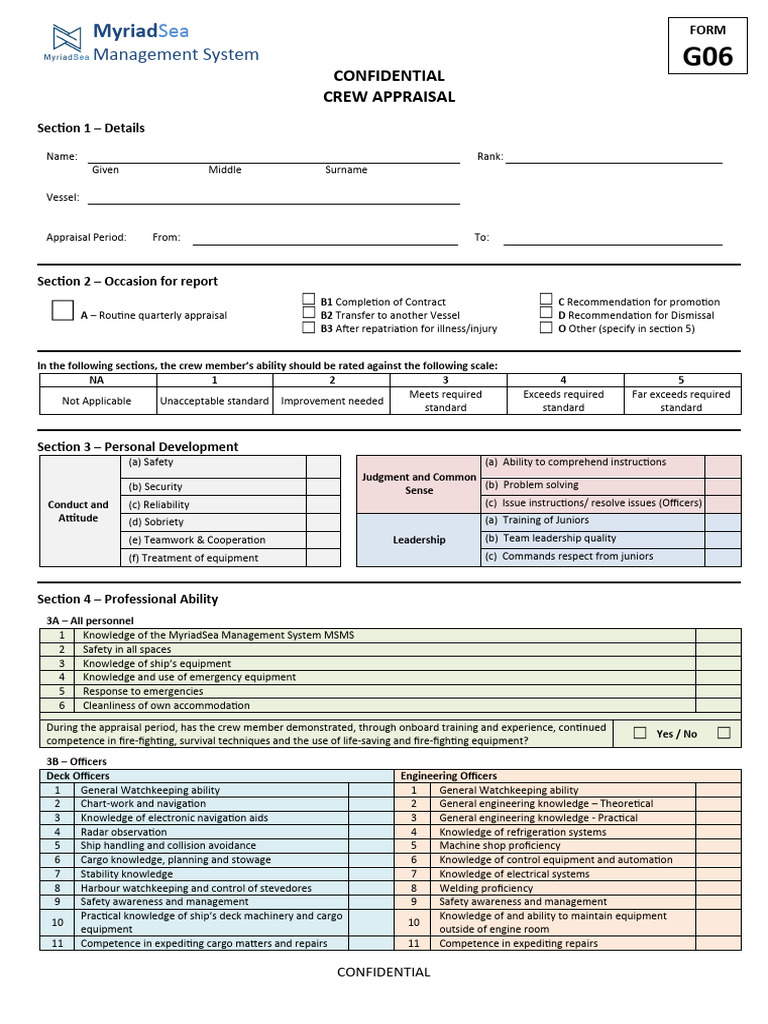 G06 Crew Appraisal Form | PDF