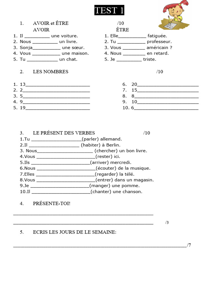 Test A1 Francais | PDF | Études des langues étrangères