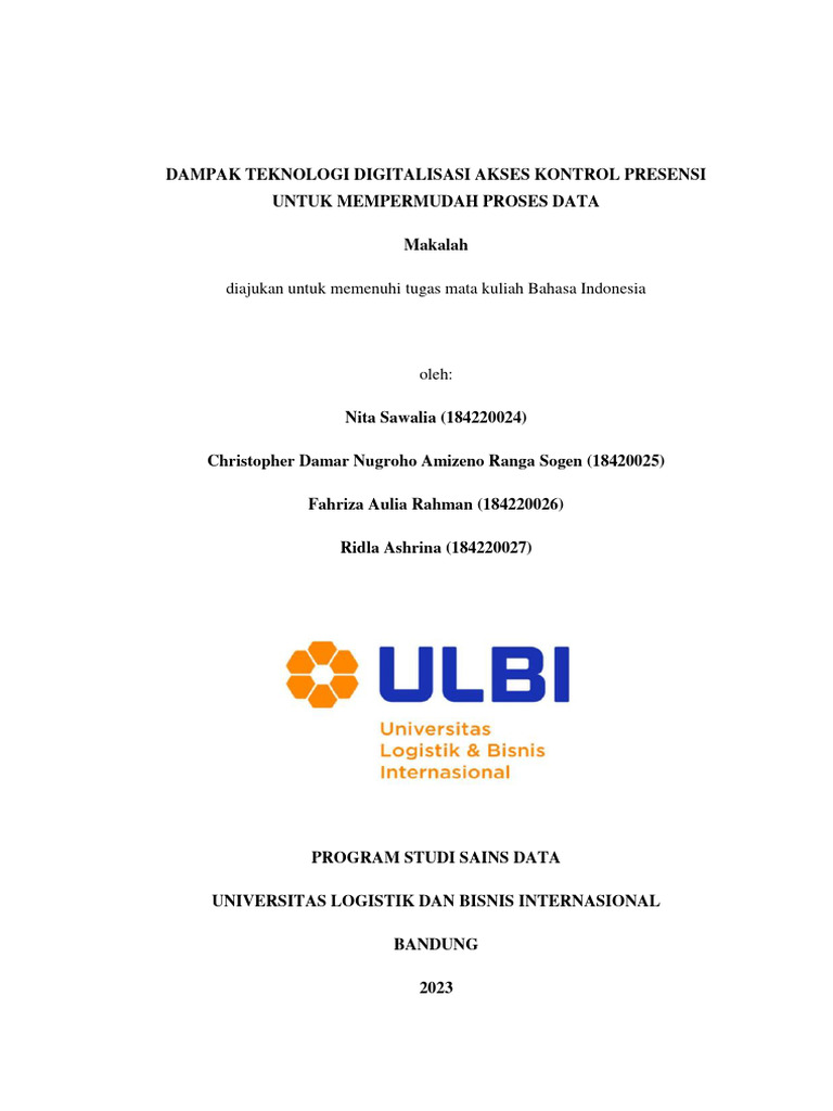 Dampak Teknologi Digitalisasi Akses Kontrol Presensi Mempermudah Proses Data(fix) | PDF