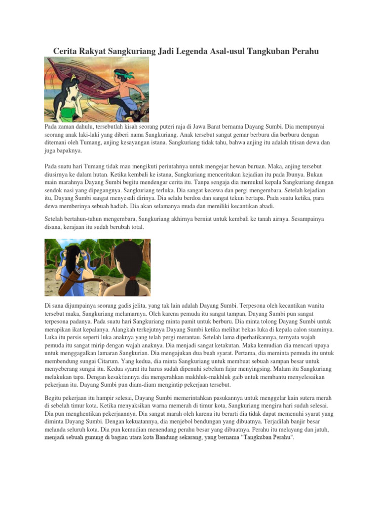 Cerita Rakyat Sangkuriang Jadi Legenda Asal | PDF