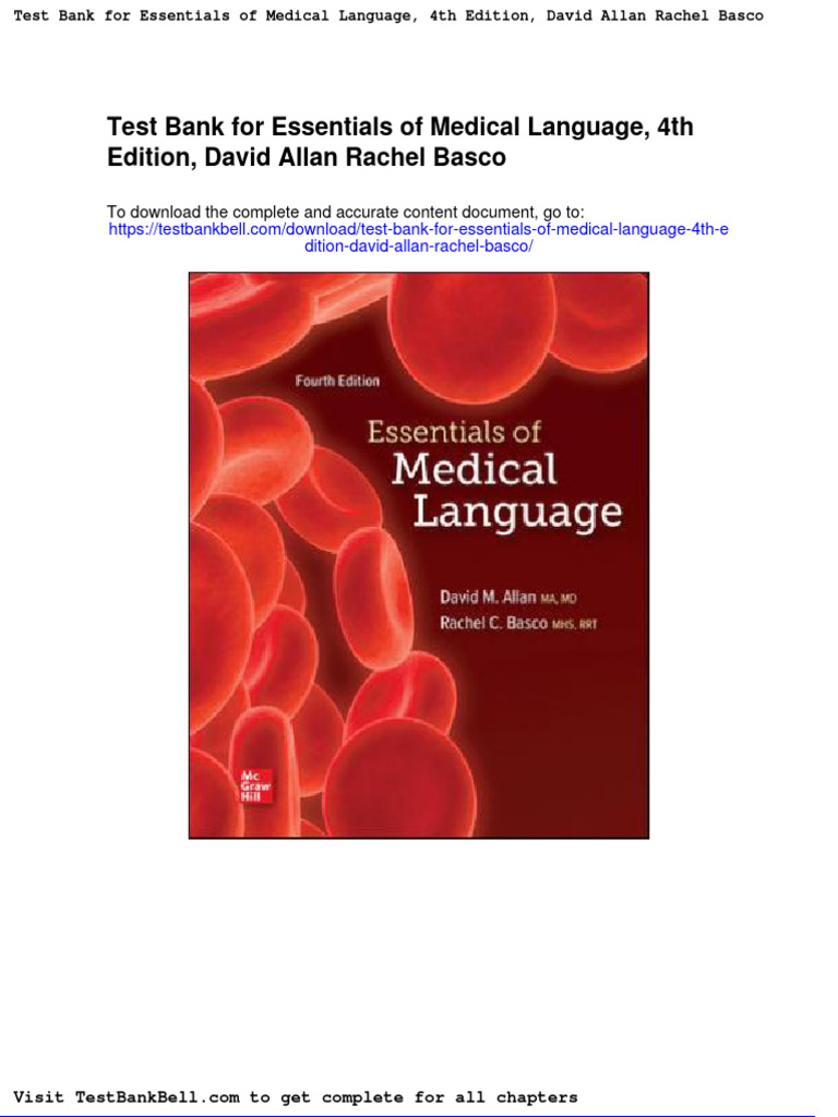 Test Bank For Essentials of Medical Language 4th Edition David Allan ... Test Bank For Essentials of Medical Language 4th Edition David Allan ...