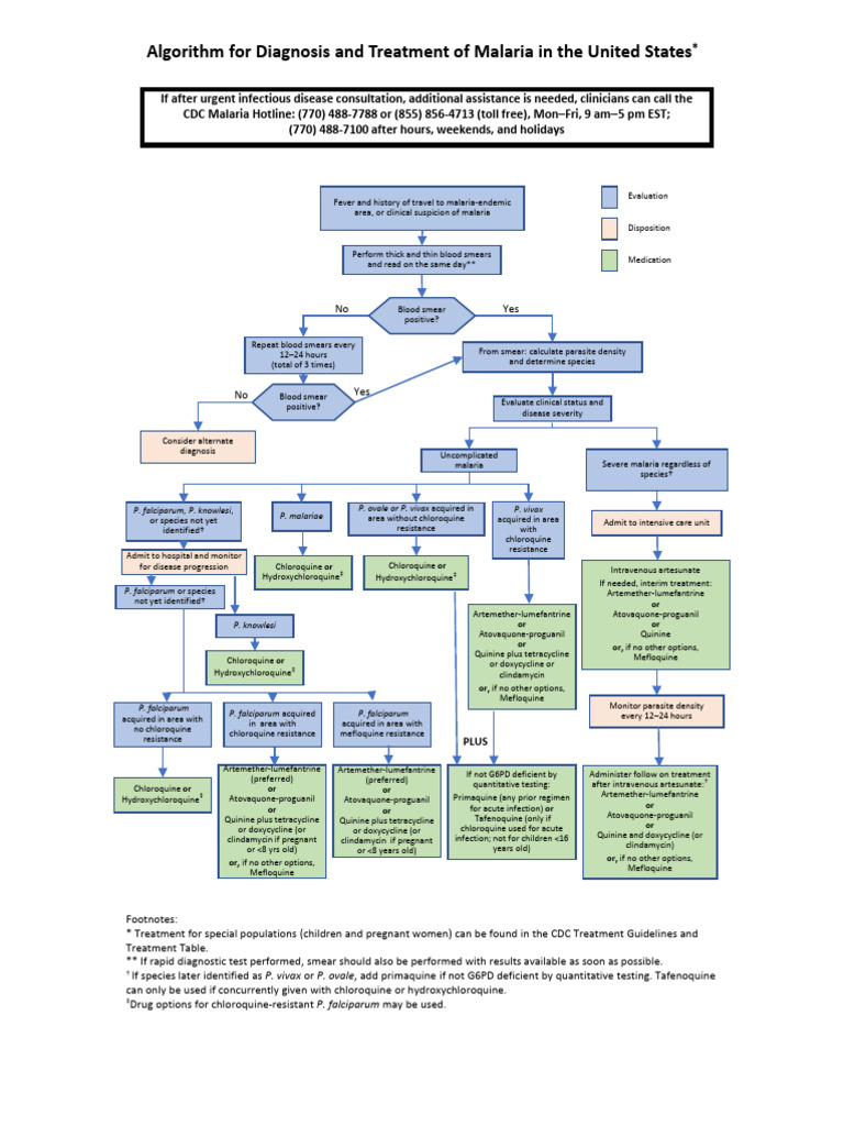 Malaria Managment Algorithm 202208 | PDF | Malaria | Plasmodium Falciparum