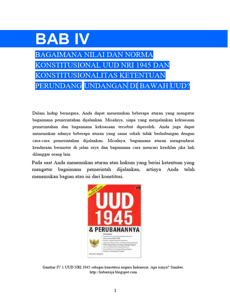 Nilai dan Norma Konstitusi UUD 1945 | PDF