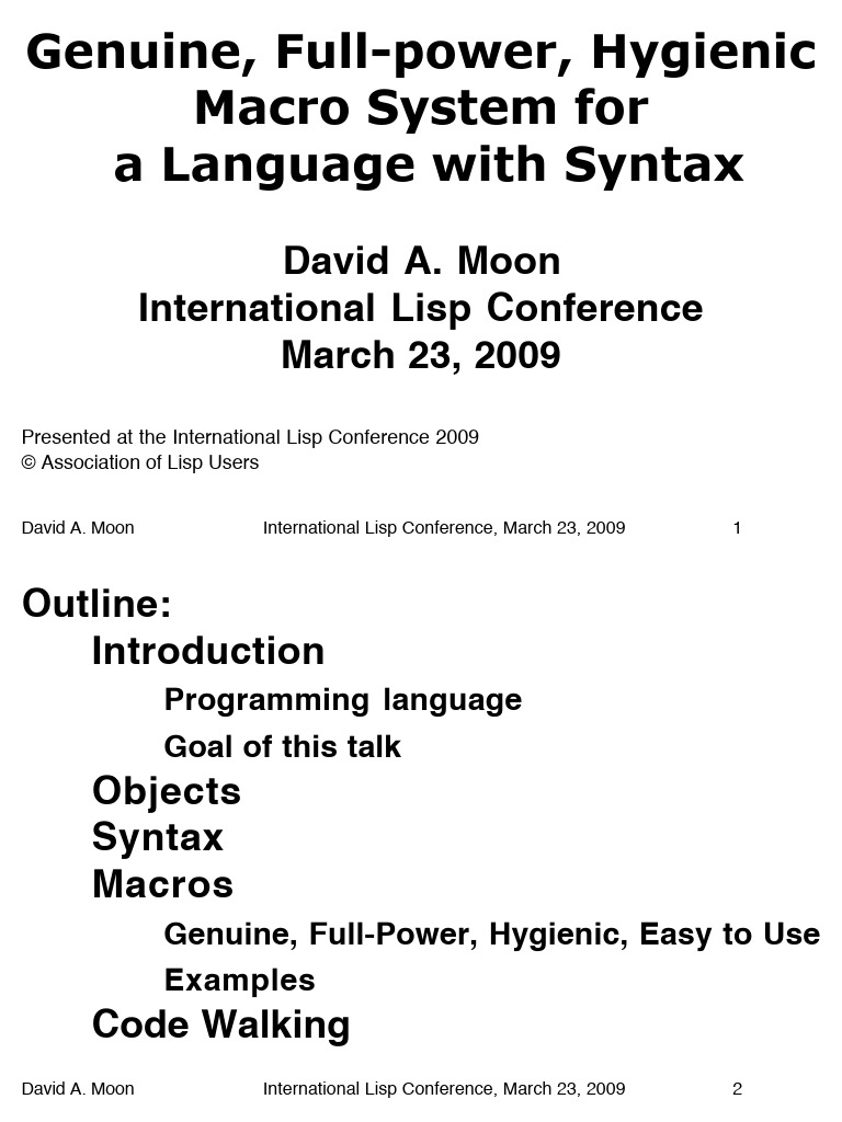 Hygenic Macro System David Moone Pdf Macro Computer Science Parsing