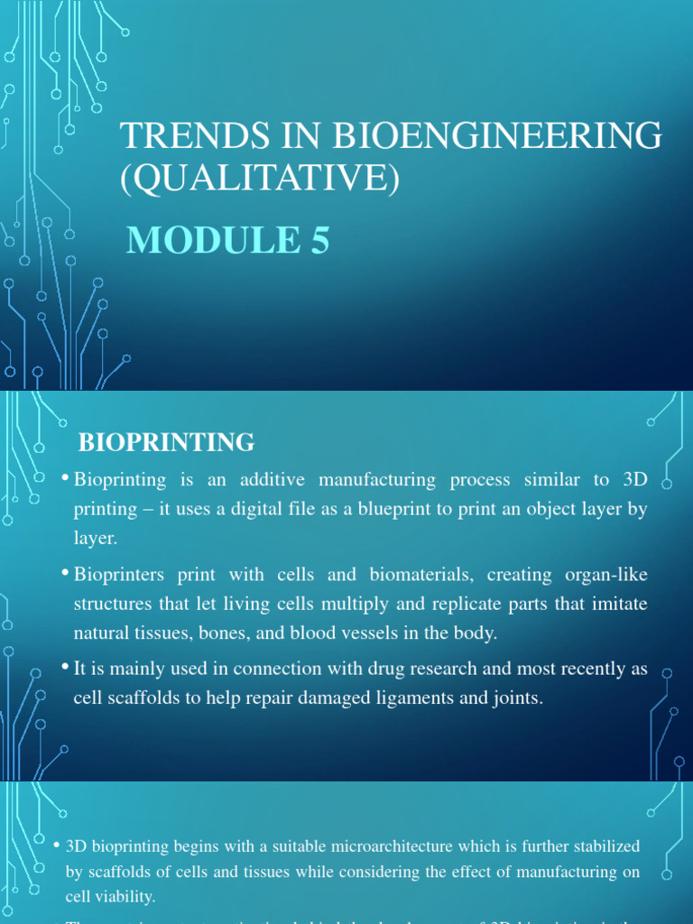 Bioprinting in Bioengineering: Module 5 | PDF | Medical Imaging | Dna