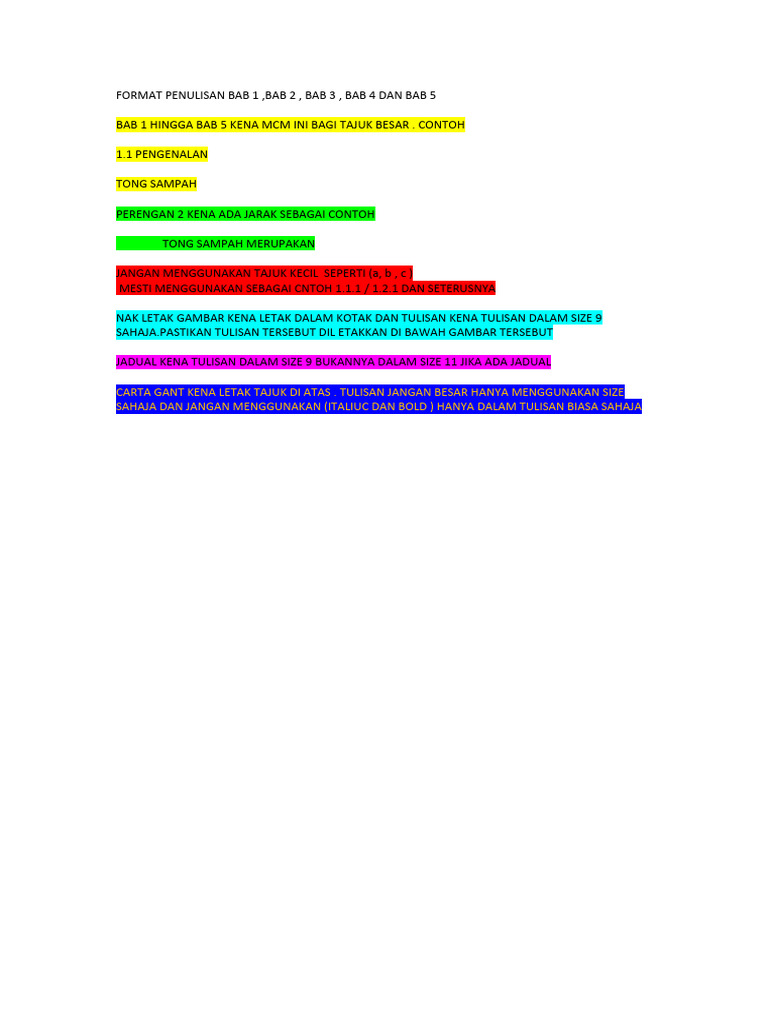 Format Penulisan Bab 1 - Bab 5 (Pta) | PDF