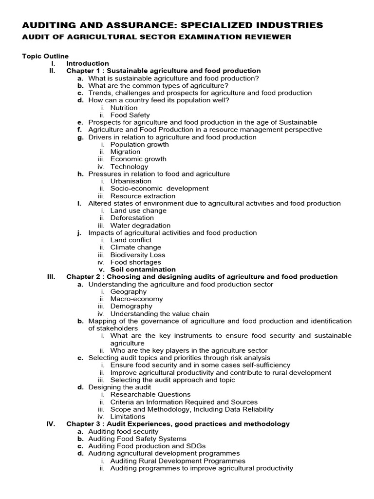 Auditing and Assurance: Specialized Industries - Agricultural Sector ...