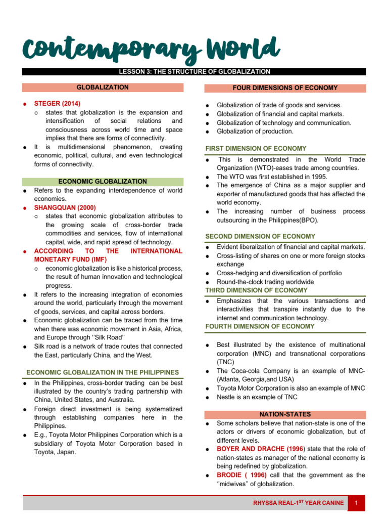 Lesson 3 - The Structures of Globalization | PDF Lesson 3 - The Structures of Globalization | PDF