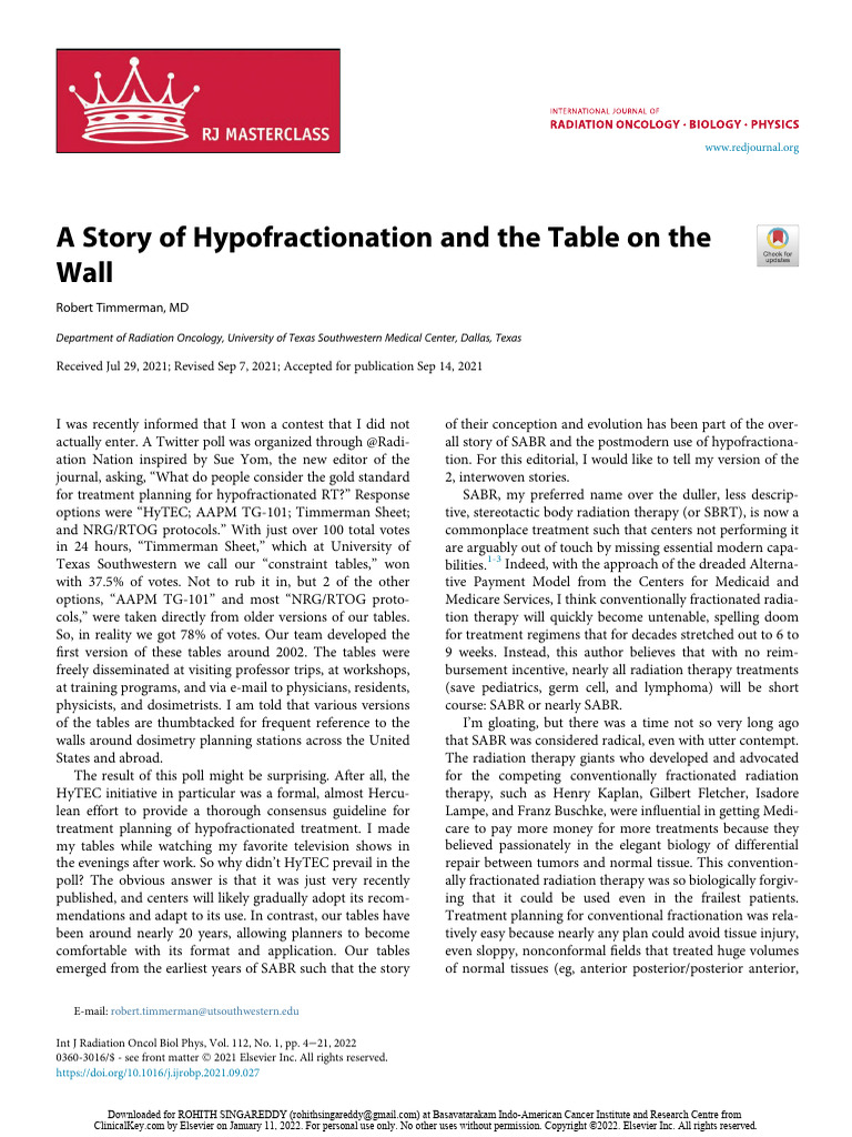 Timmerman Tables For OAR Constraints | PDF
