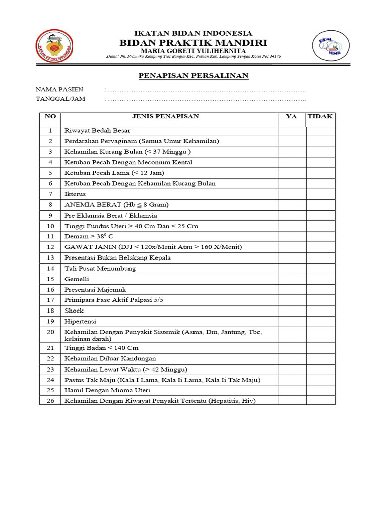 Penapisan Persalinan Nita | PDF | Kesehatan Holistik