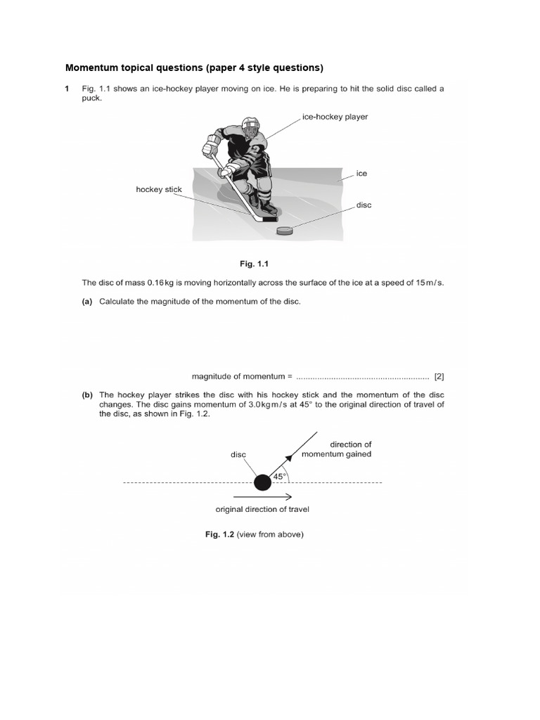 Momentum Topical Past Paper Questions | PDF
