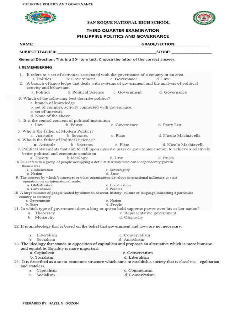 3rd Quarter Polgov | PDF | Finance & Money Management | Politics