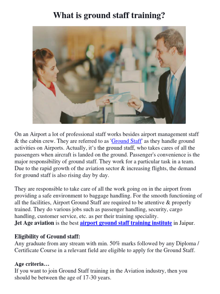 Ground Staff Training Overview | PDF