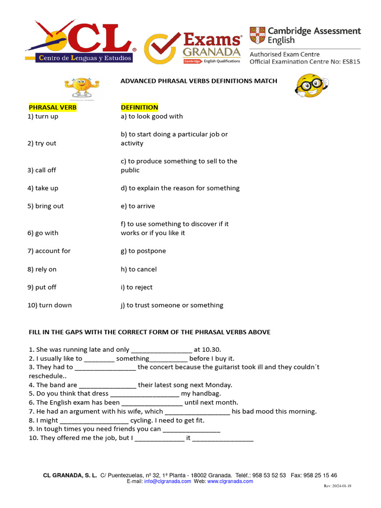 c1 Advanced Phrasal Verb Gap Fill | PDF