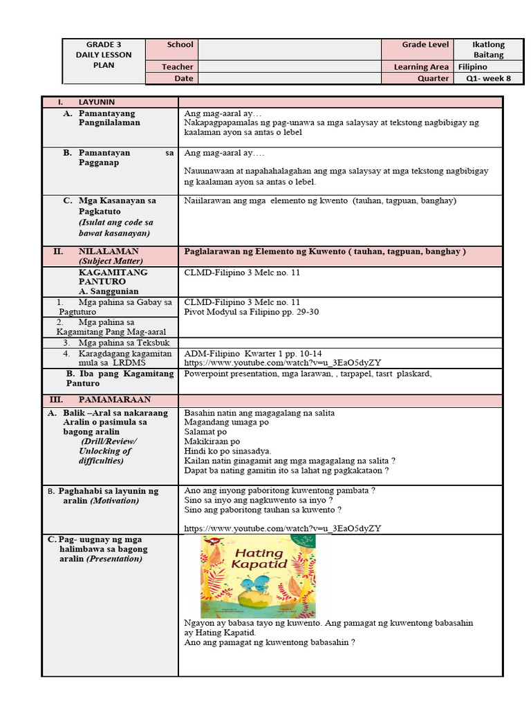Cot - Filipino 3 q1 w8 | PDF