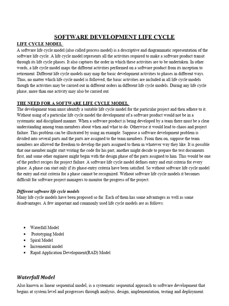 SOFTWARE DEVELOPMENT LIFE CYCLE For Moodle | PDF | Software Development ...