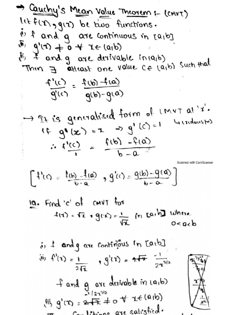Cauchy's Mean Value Theorem | PDF
