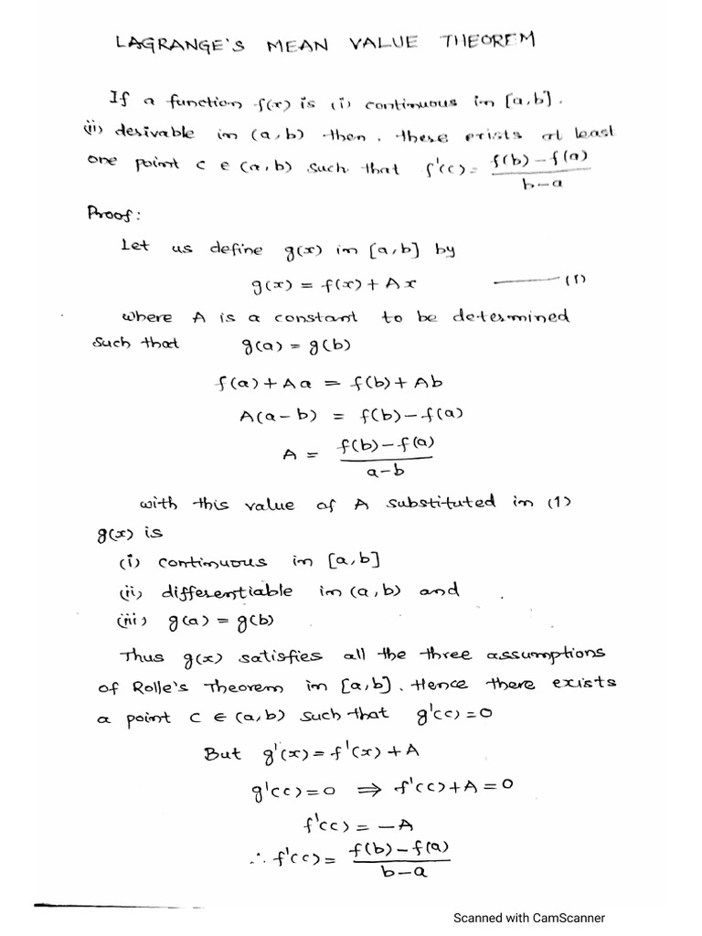 Lagrange's Mean Value Theorem | PDF