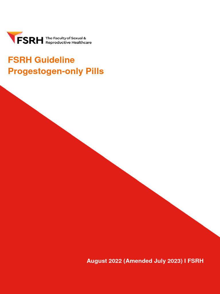 FSRH Ceu Clinical Guideline Progestogen Only Pills Aug22 Amended 11july ...