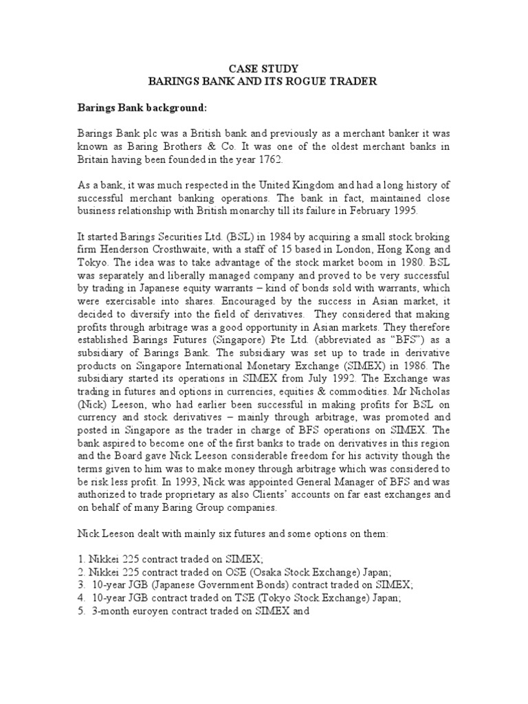 Rogue Trader | PDF | Futures Contract | Arbitrage