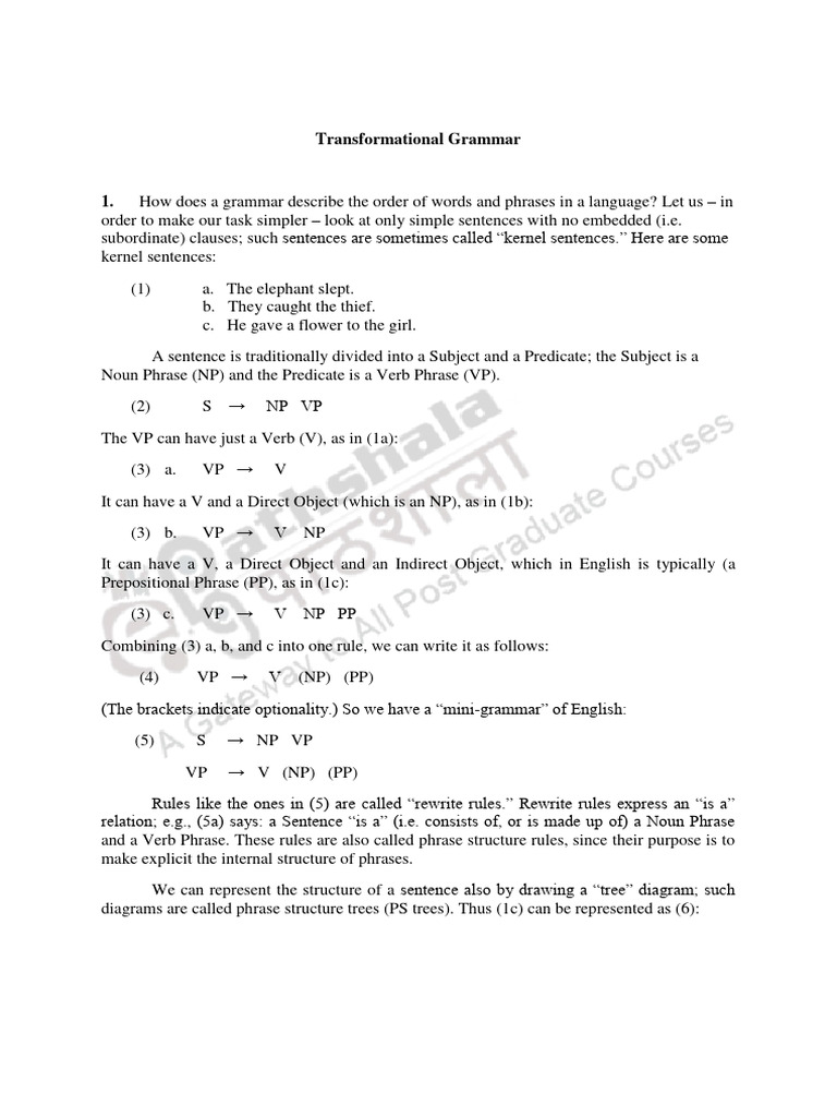 Transformational Grammar | PDF | Phrase | Syntax