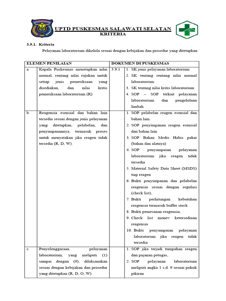 Dokumen Telusur Standar 3.9. Laboratorium | PDF | Sains & Matematika