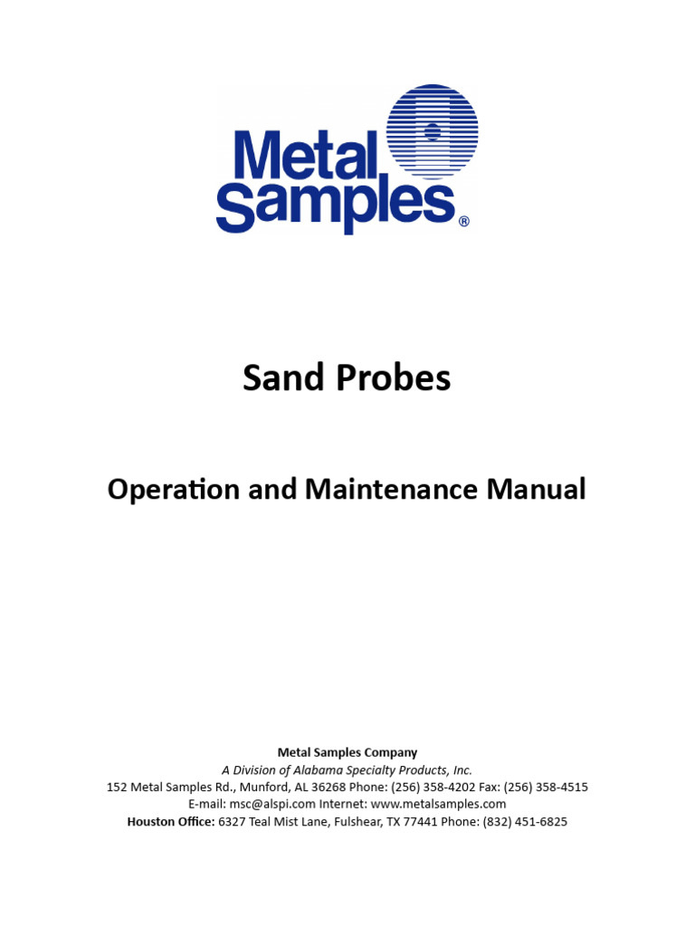 Sand Probe Instructions | PDF | Pipe (Fluid Conveyance) | Corrosion