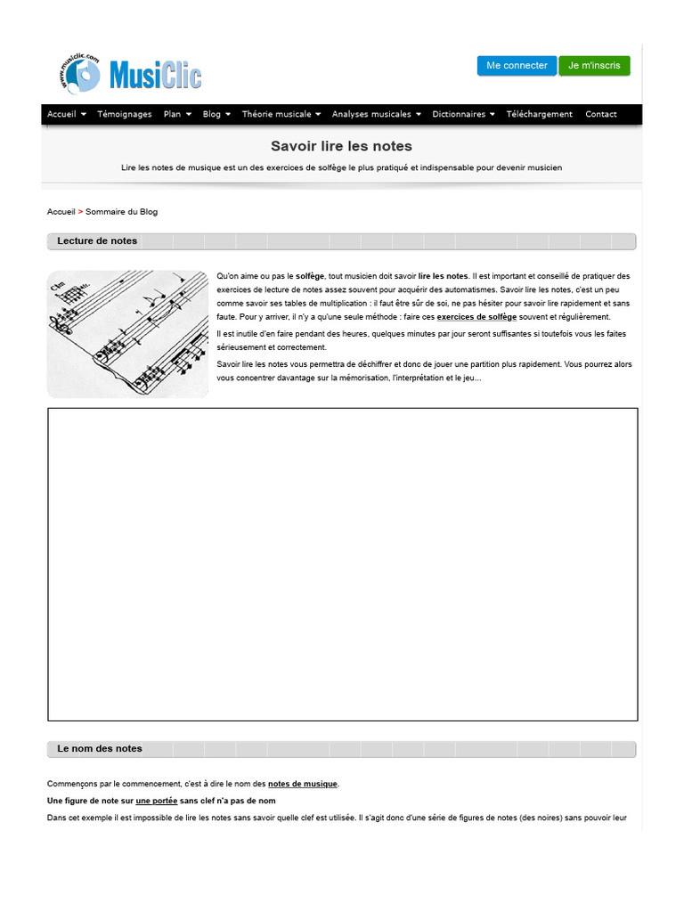 Apprendre à lire les notes de musique | PDF | Clef (musique) | Notation