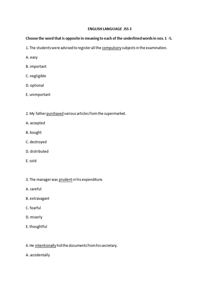 JSS3 English Continuous Writing | PDF