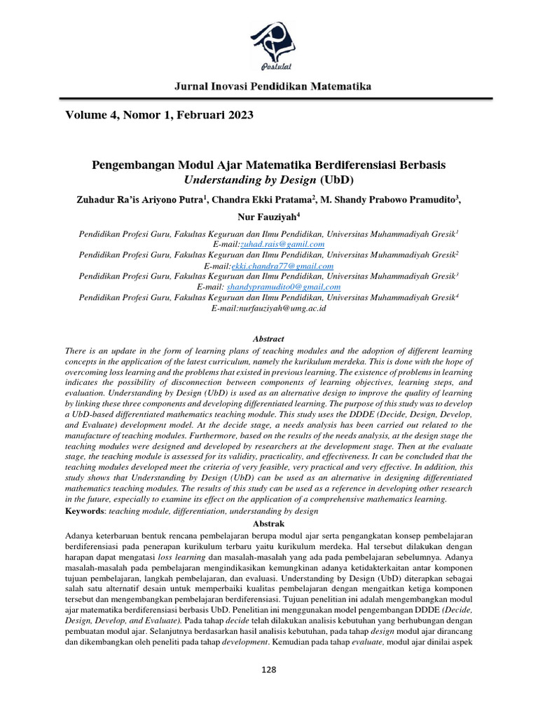 Volume 4, Nomor 1, Februari 2023: Understanding by Design (Ubd) | PDF ...