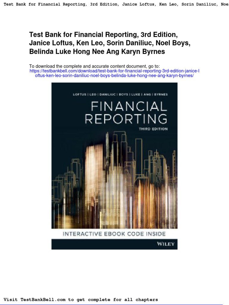 Test Bank For Financial Reporting 3rd Edition Janice Loftus Ken Leo ... Test Bank For Financial Reporting 3rd Edition Janice Loftus Ken Leo ...